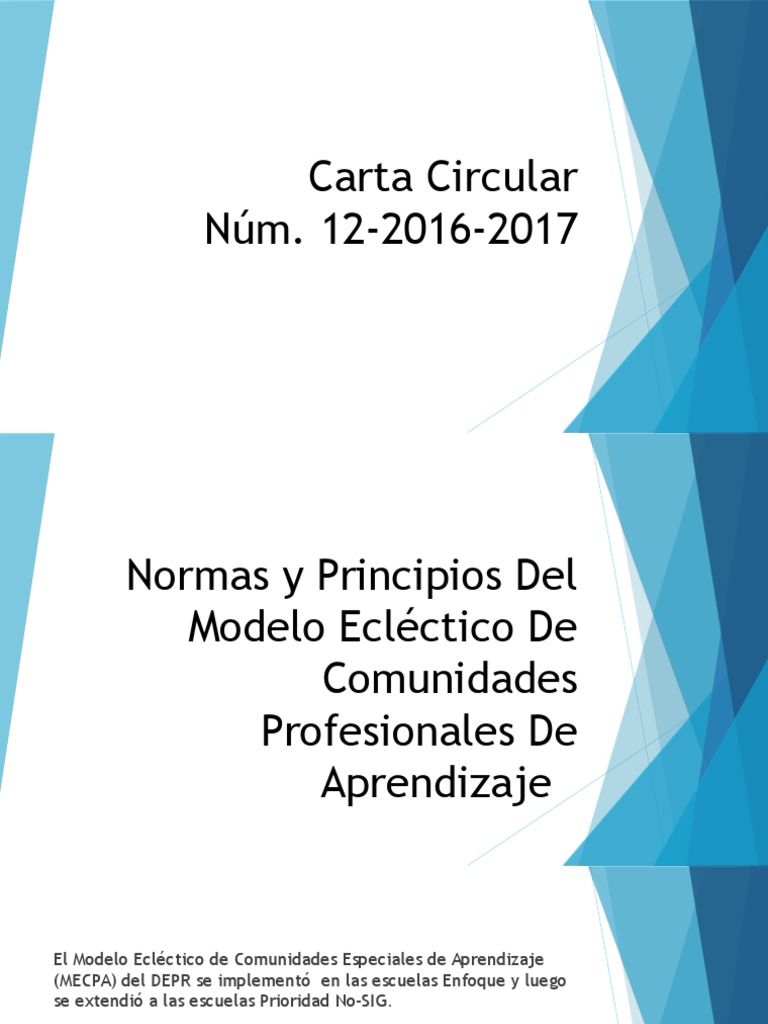 Presentacion Carta Circular 12-2016-2017 MECPA | PDF | Aprendizaje ...