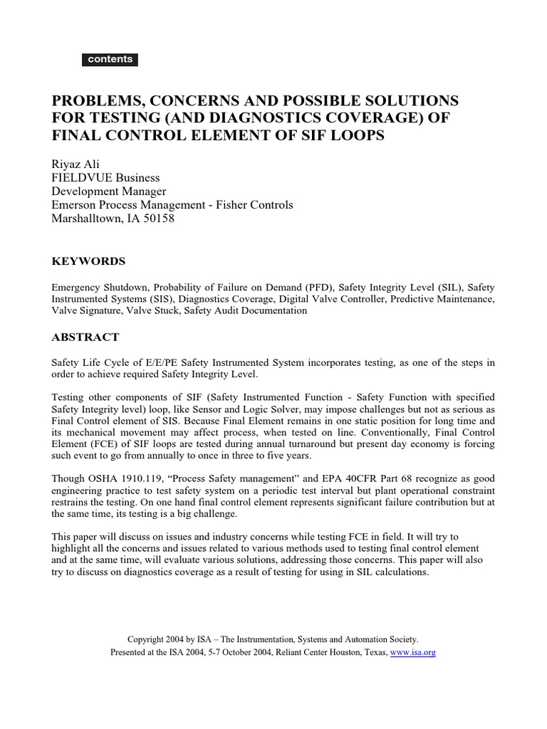 Problems in Testing Final Elements of Sif Loops | PDF | Instrumentation ...