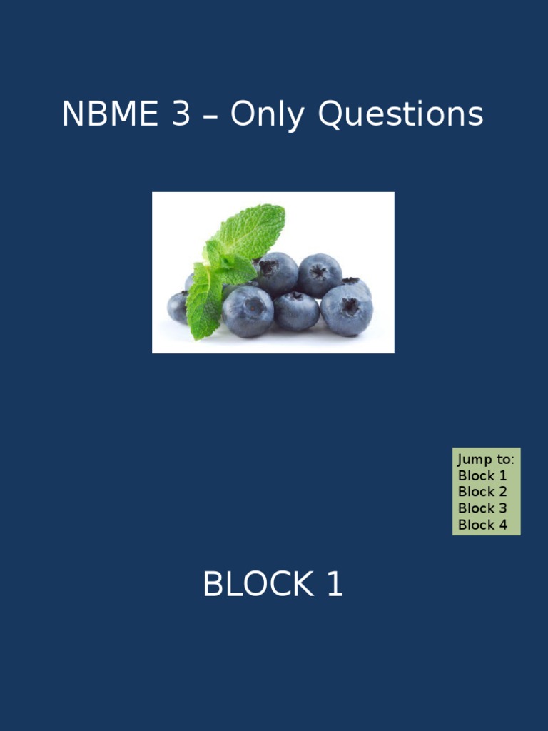NBME 3 BLOCK 1-4 (No Answers Version) | PDF