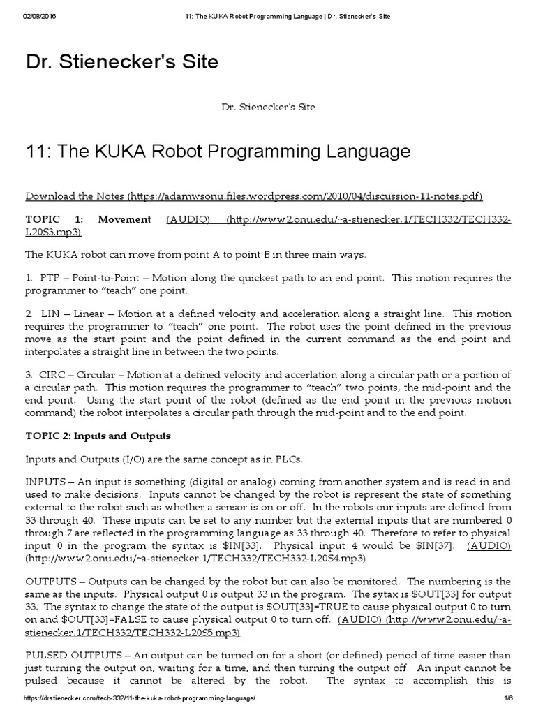 11 - The KUKA Robot Programming Language - DR | PDF | Control Flow ... 11 - The KUKA Robot Programming Language - DR | PDF | Control Flow ...