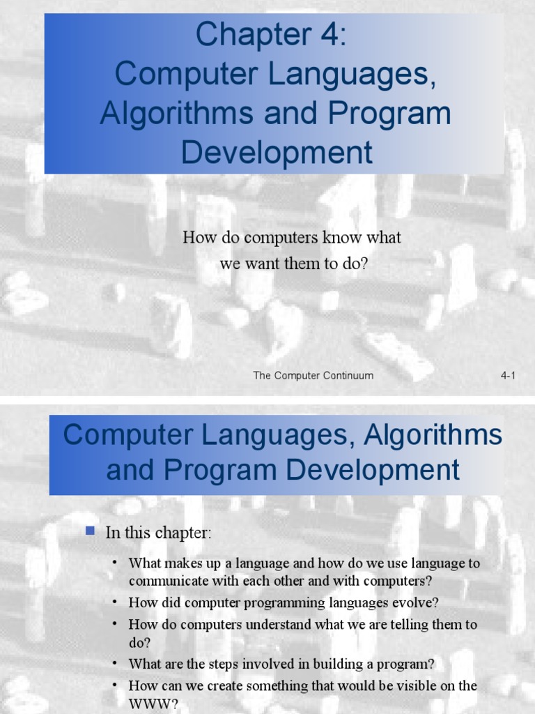 Computer Languages, Algorithms and Program Development: How Do Computers Know What We Want Them ...