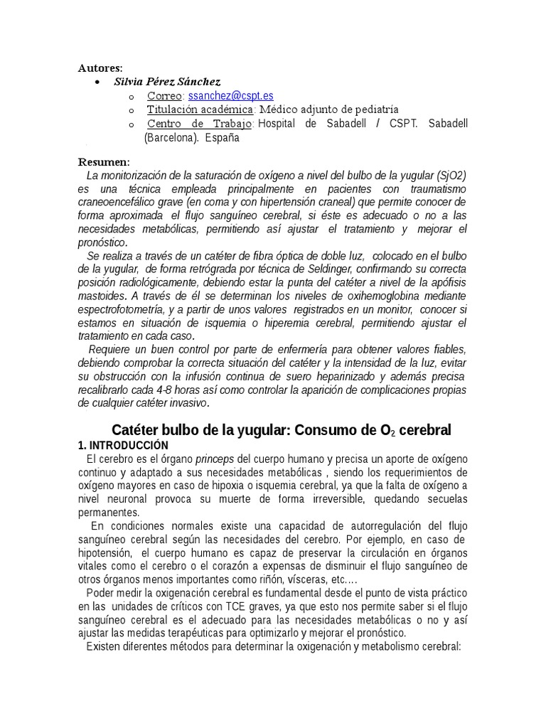 Bulbo de La Yugular | PDF | Cerebro | Isquemia