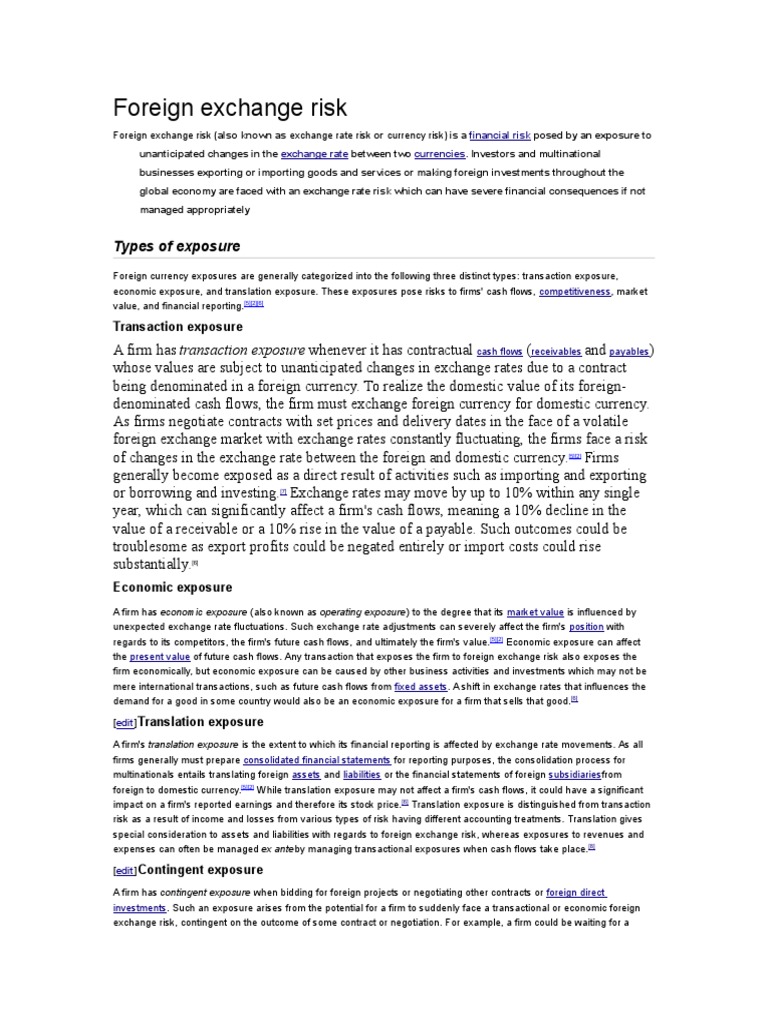 Foreign Exchange Risk: Types of Exposure | Download Free PDF | Business ...