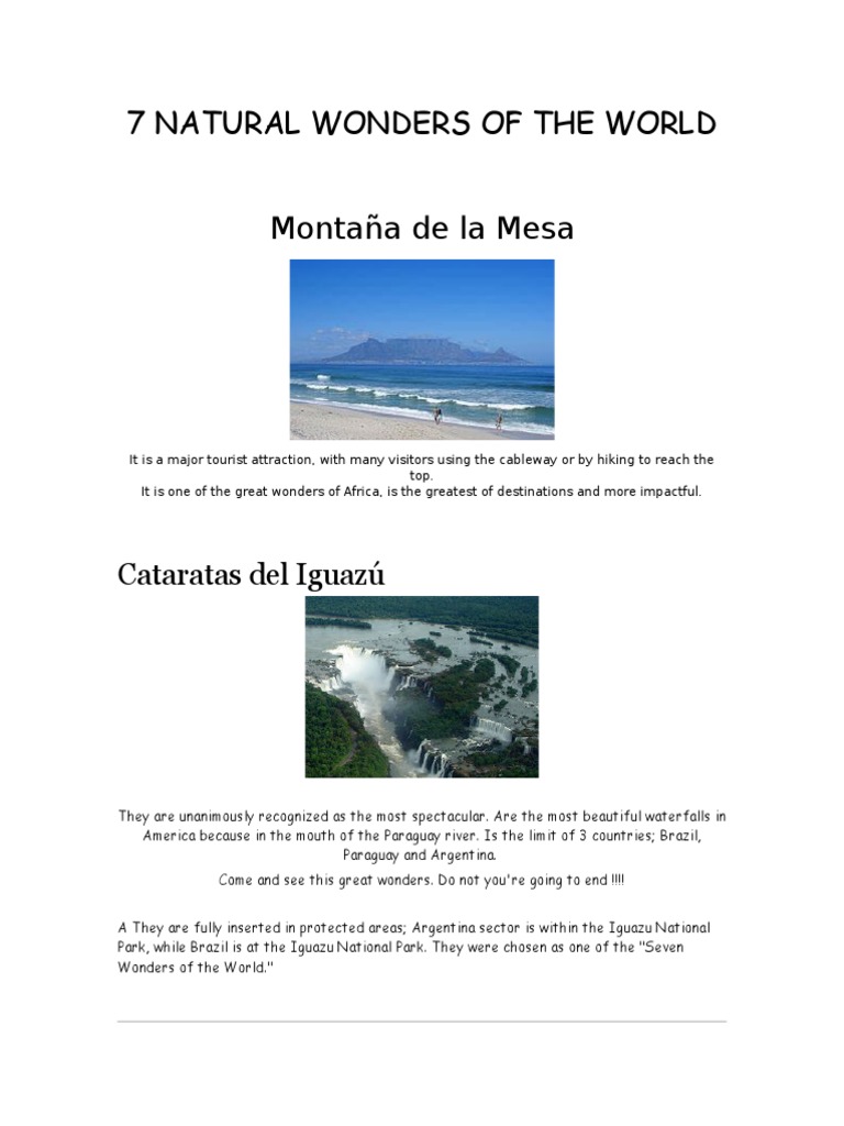 7 Natural Wonders of The World | PDF | Geology | Physical Geography