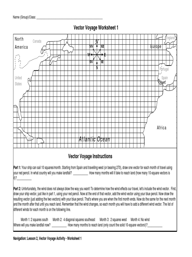 Cub Navigation Lesson02 Activity1 Worksheet Vector Voyage1 | PDF