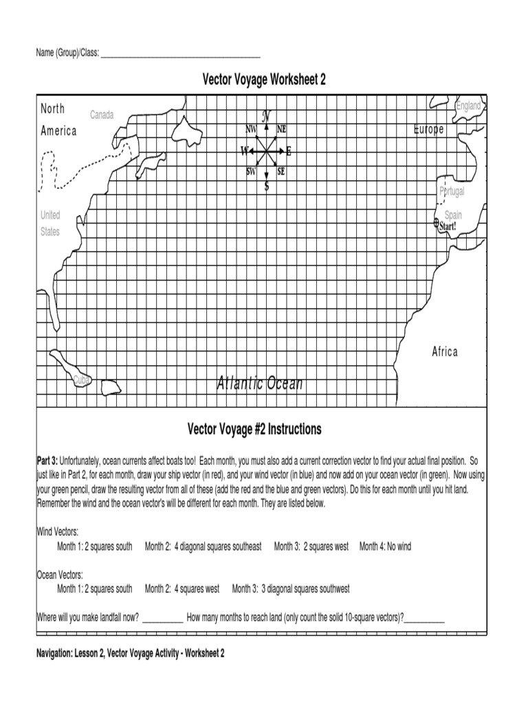 Vector Voyage Worksheet 2 Instructions | PDF