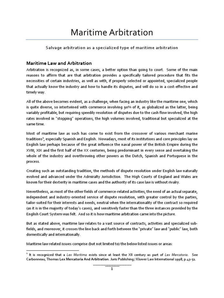 Maritime Salvage Arbitration Under LOF 2000 | PDF | Marine Salvage ...