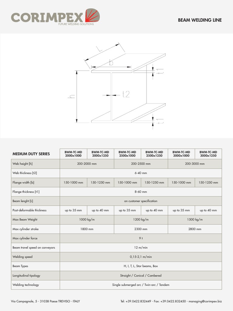 Corimpex Beam Welding Line Specifications | PDF | Technology & Engineering