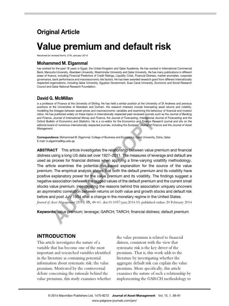 Paper 2 Journal of Asset Management PDF | PDF | Leverage (Finance ...
