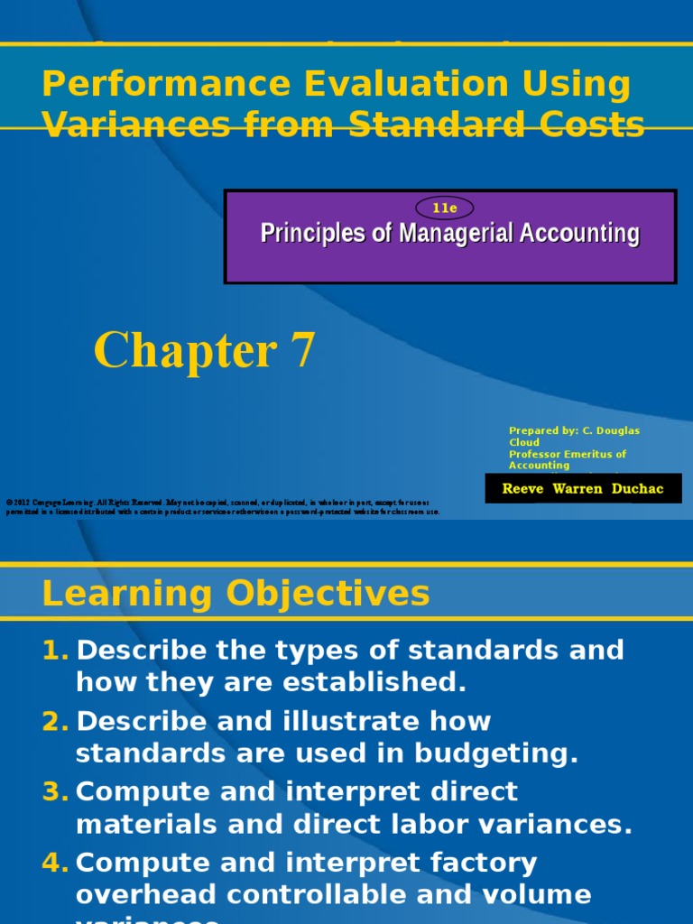 Performance Evaluation Using Variances From Standard Costs: Budgeting ...