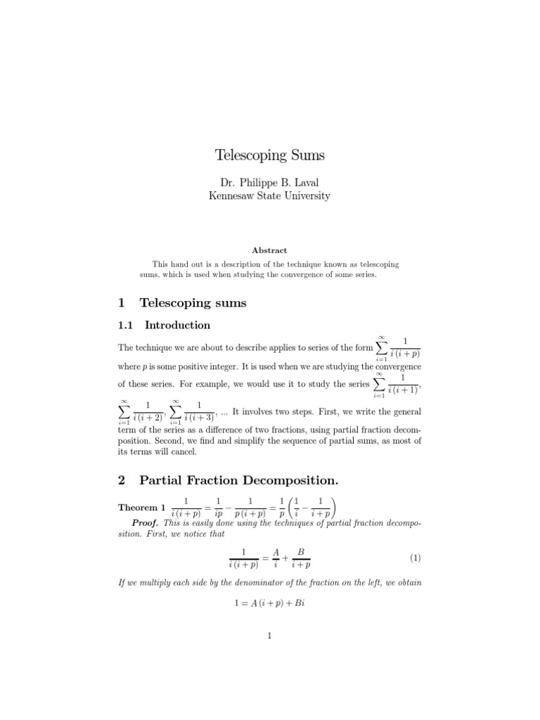 Telescoping | PDF | Series (Mathematics) | Fraction (Mathematics)