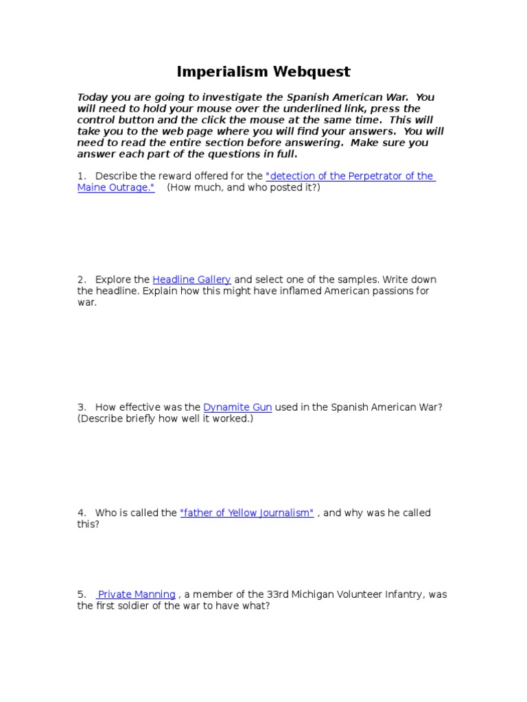 Spanish American War Investigation Guide | PDF