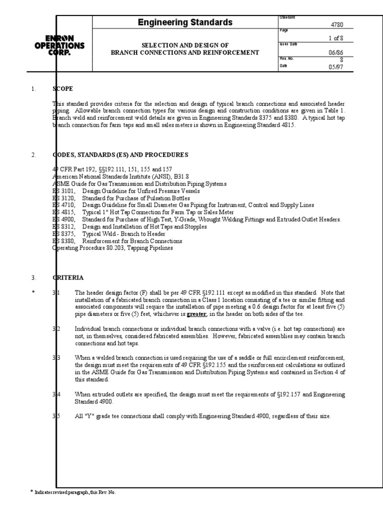 4780-w8 Selection and Design of Branch Connections and Reinforcement ...