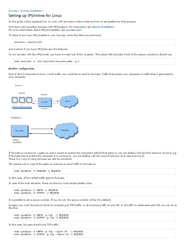 Suricata Setting Up Ips Inline For Linux Pdf Sudo Transmission Control Protocol