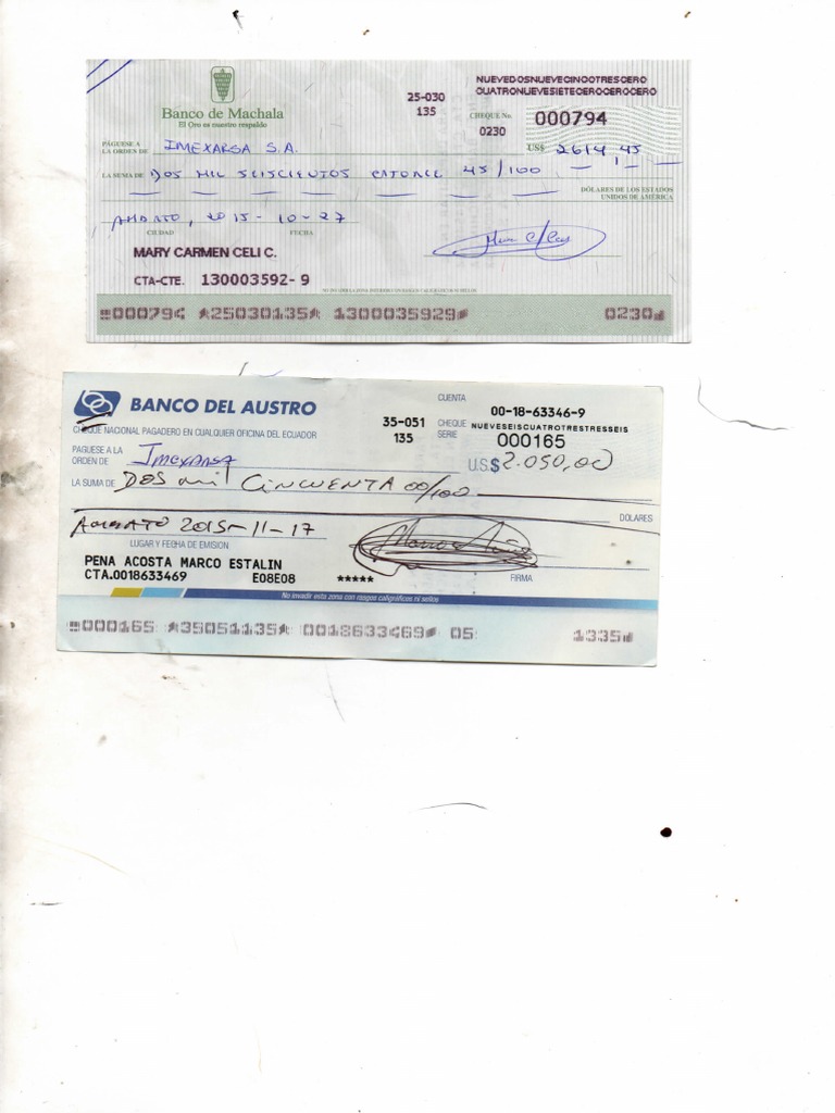 Cómo llenar un cheque en Ecuador | PDF | Hogar, jardinería y bricolaje