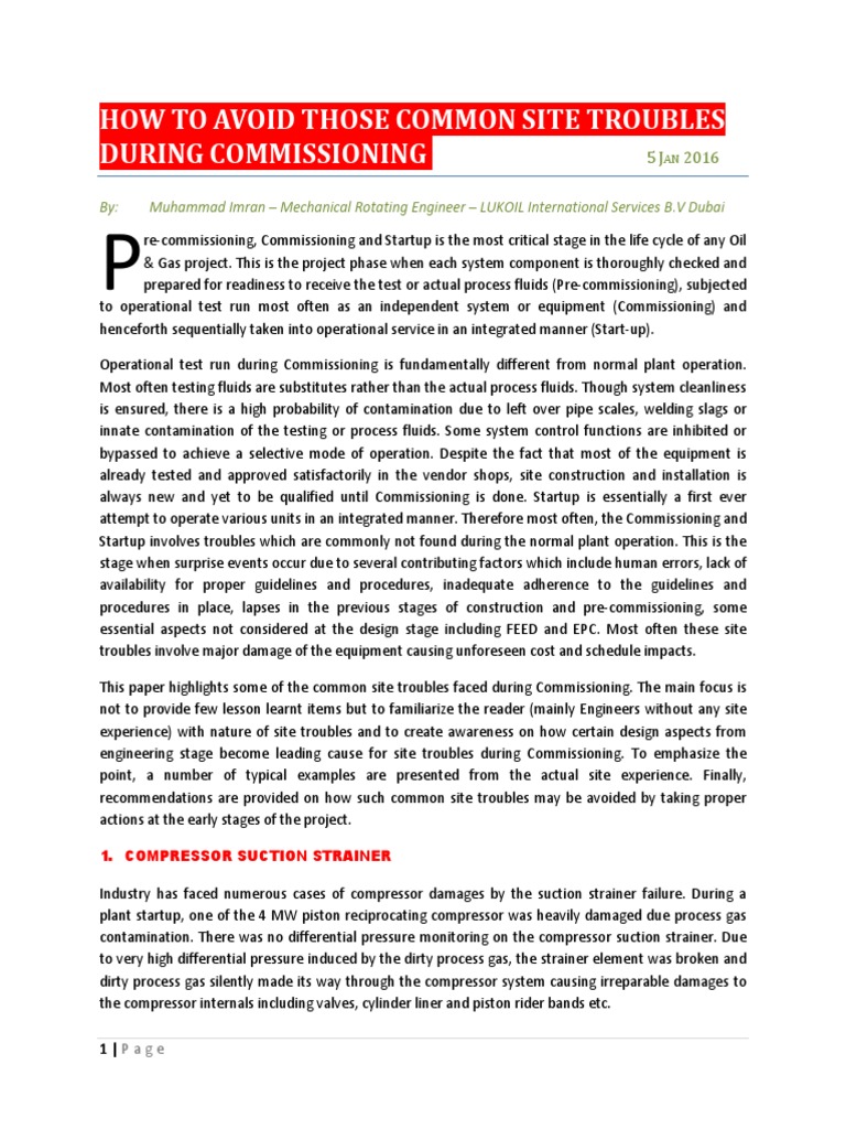 Plant Commissioning PDF | PDF