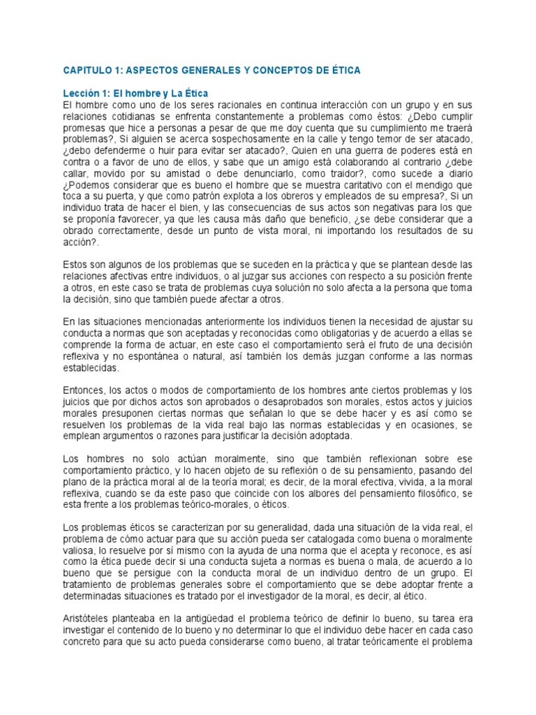 Capitulo 1 Etica | PDF | Moralidad | Libertad