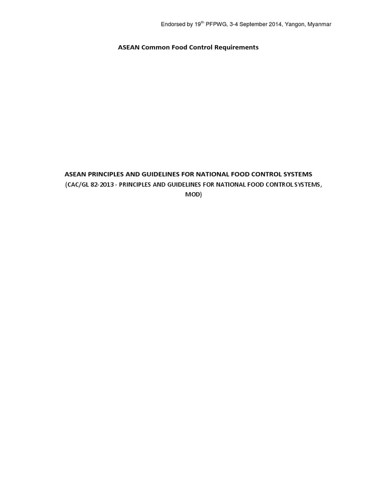 ASEAN Food Control System Principles | PDF | Food Safety | Risk Management