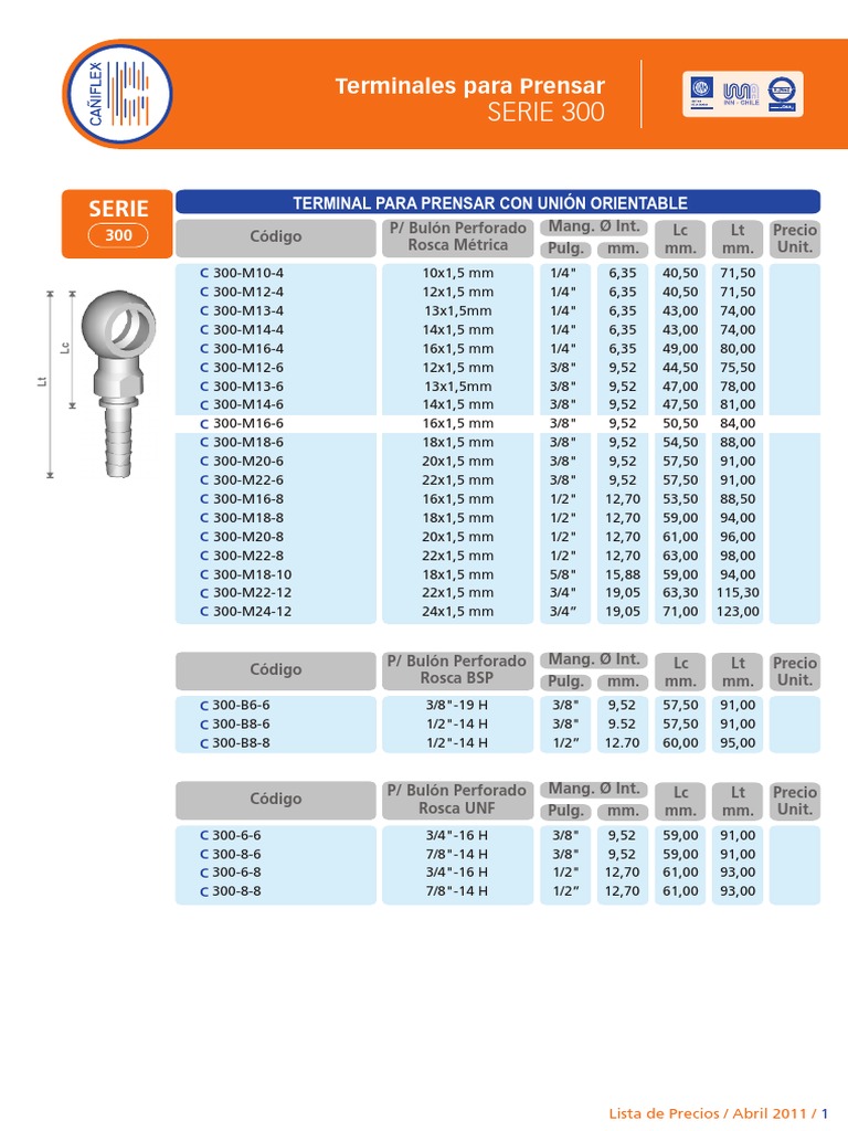 Catalogo Terminales para Prensar Serie 300 | PDF | Agitación