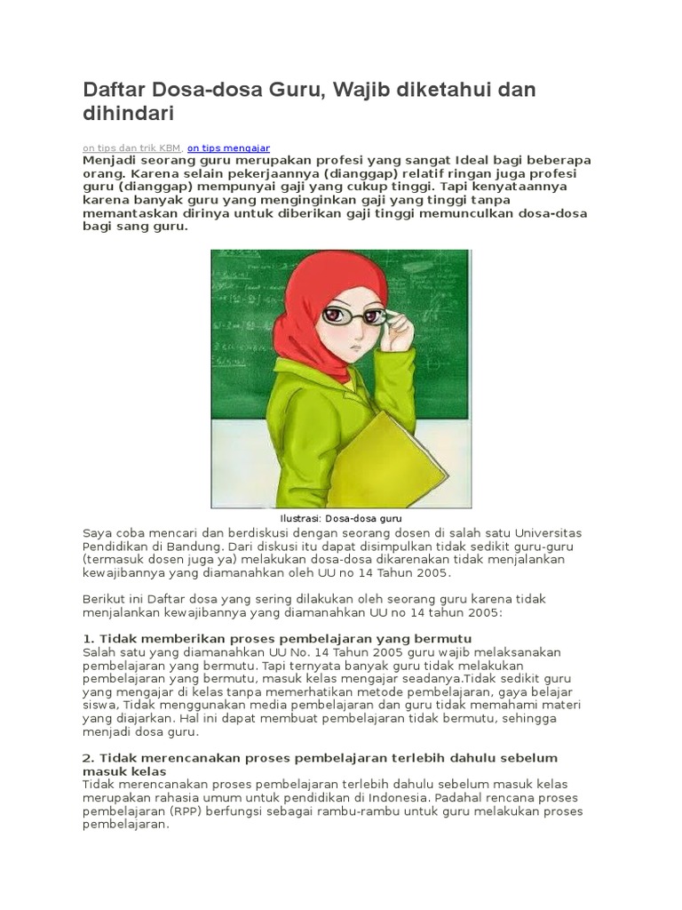 Dosa-Dosa Guru, Wajib Diketahui Dan Dihindari | PDF