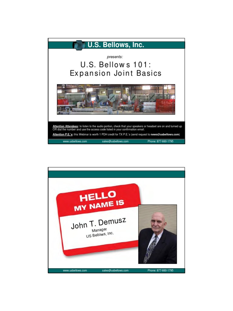 U.S. Bellows 101: Expansion Joint Basics | PDF | Duct (Flow) | Pipe (Fluid Conveyance)