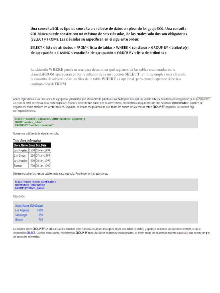 Clausulas de SQL | PDF | SQL | Datos de computadora