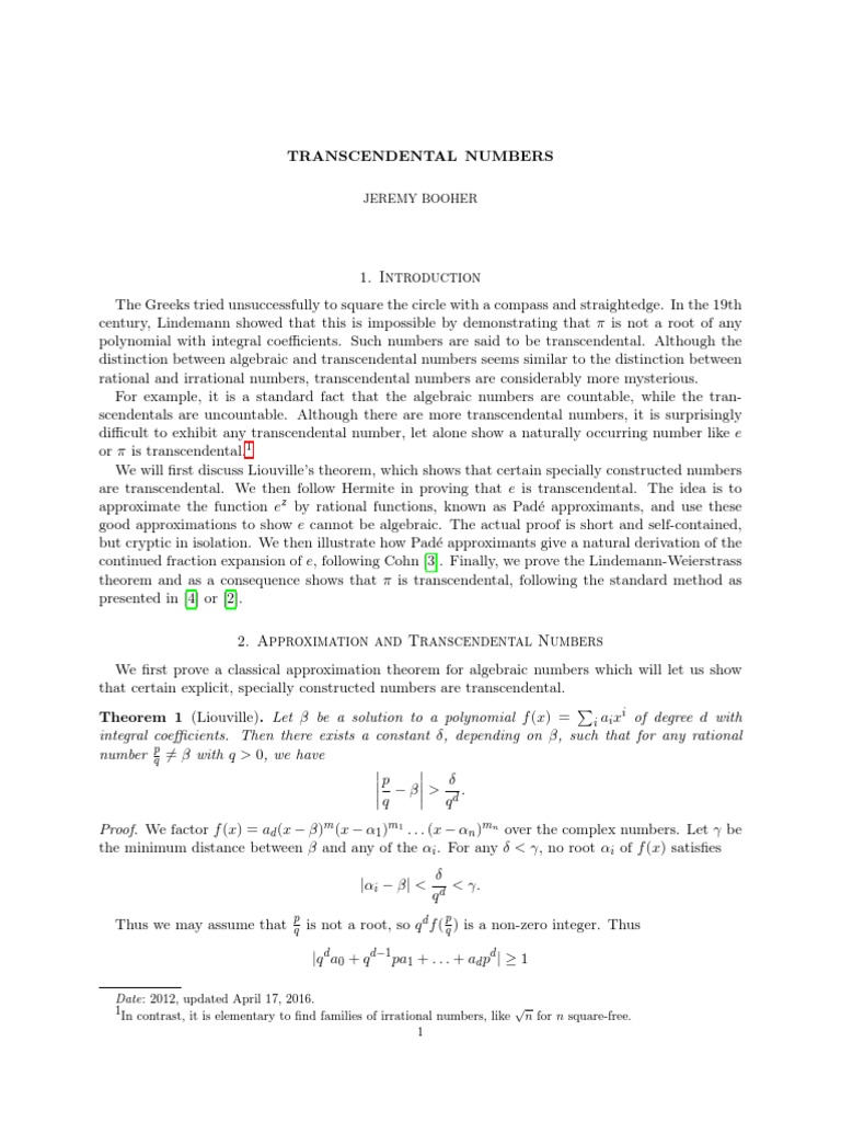 Proof of Transcendence of e | PDF | Algebra | Elementary Mathematics