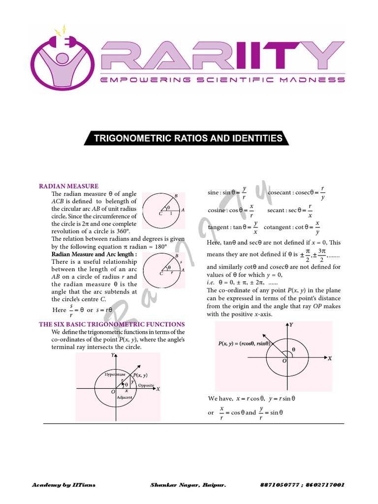 Trig Identities and Ratio Wts PDF | Download Free PDF | Trigonometric ...