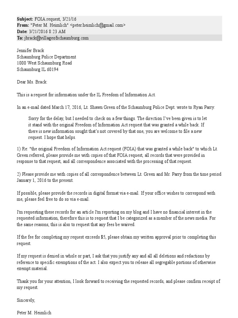 Supporting Documents Re: My 8/25/16 Investigation Request To Schaumburg ...