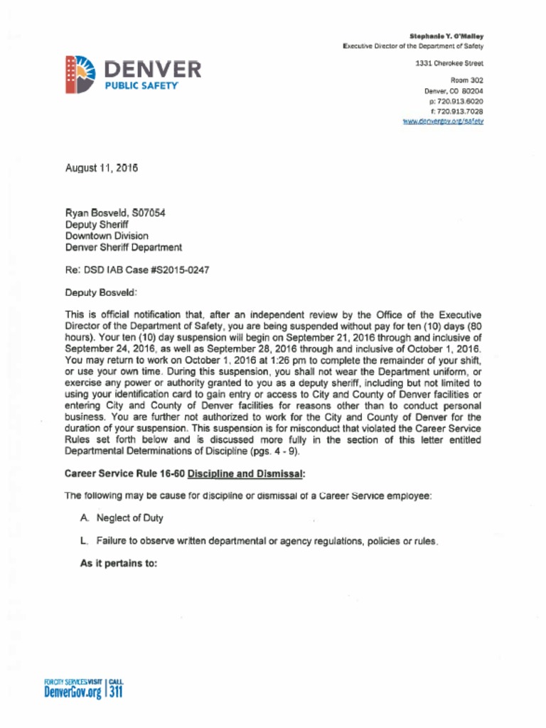 Ryan Bosveld Discipline Letter | PDF