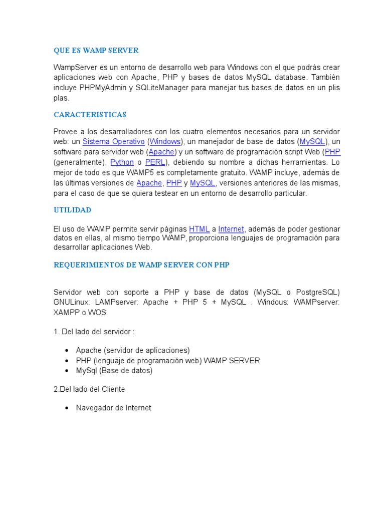 Wamp Server | PDF | Php | Mi sql