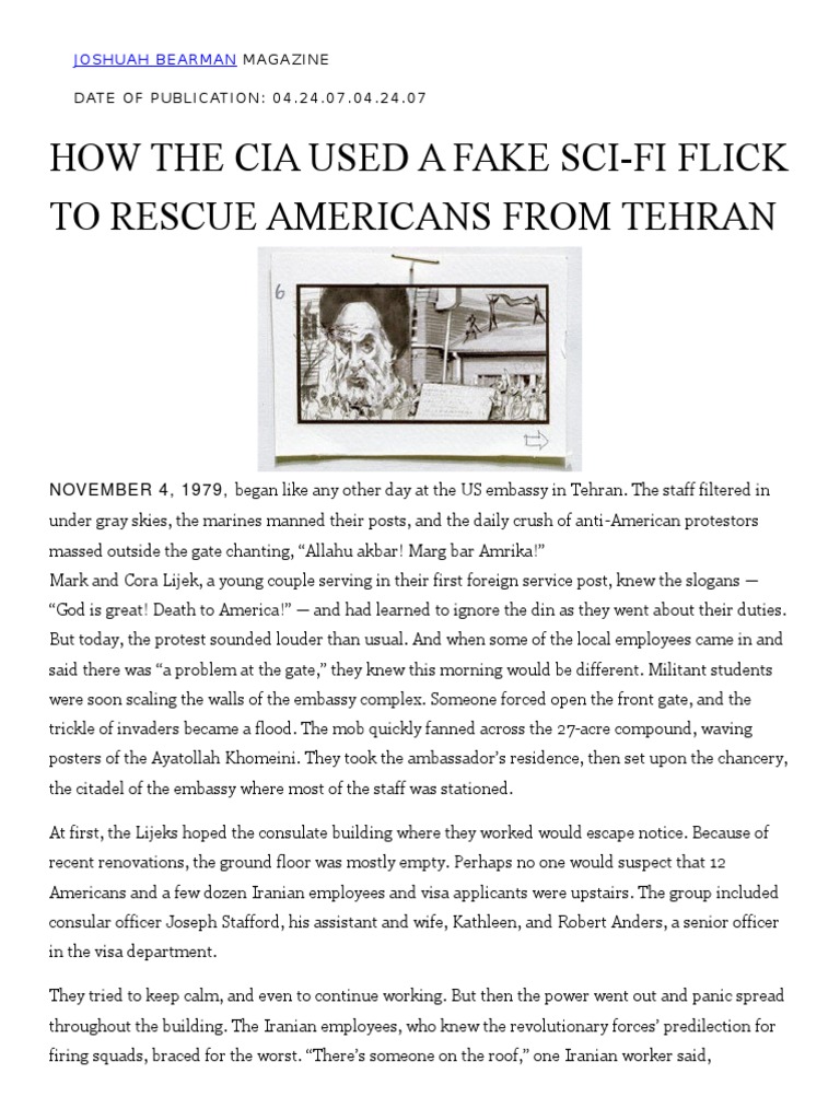 How The Cia Used A Fake Sci-Fi Flick To Rescue Americans From Tehran ...