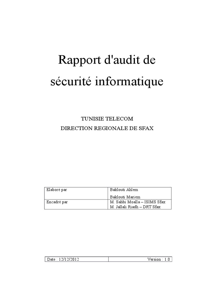 Rapport Audit Final | PDF | Sécurité des systèmes d'information | Sécurité