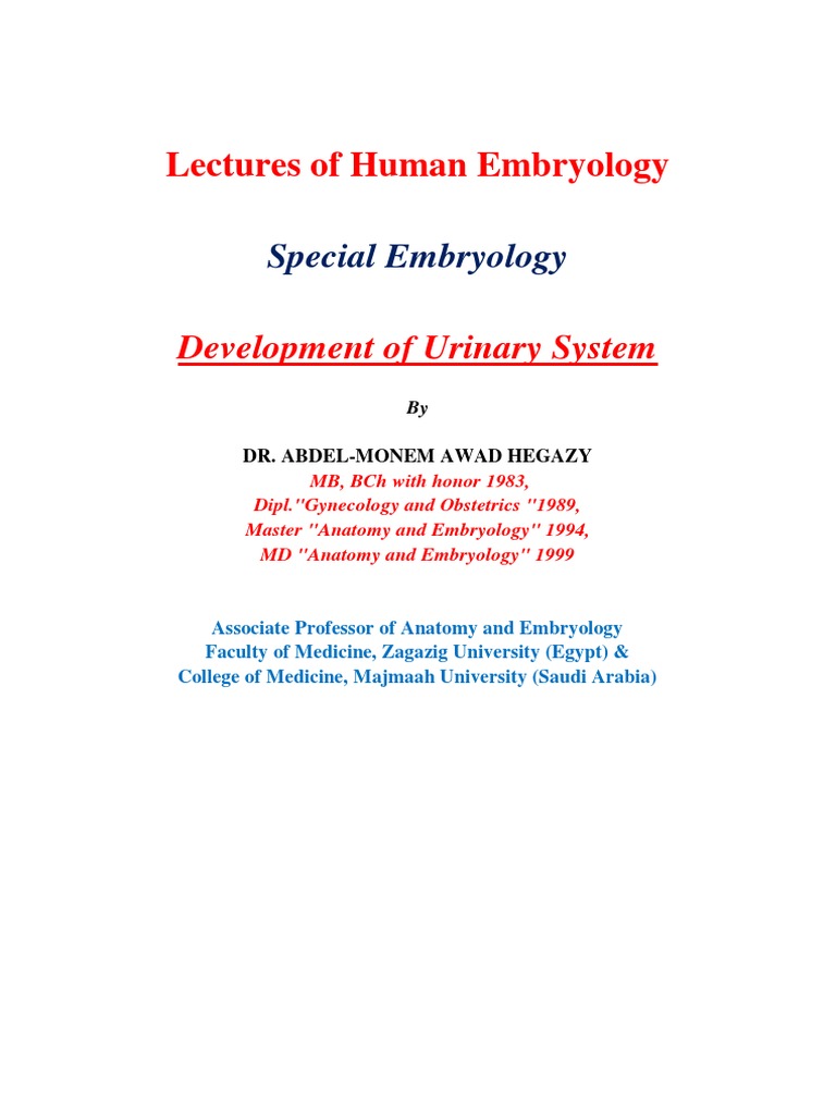 Lectures of Human Embryology | PDF | Kidney | Organ (Anatomy)