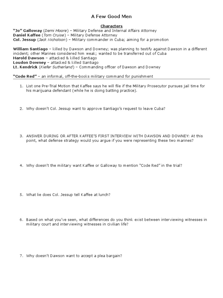 A Few Good Men Worksheet | PDF