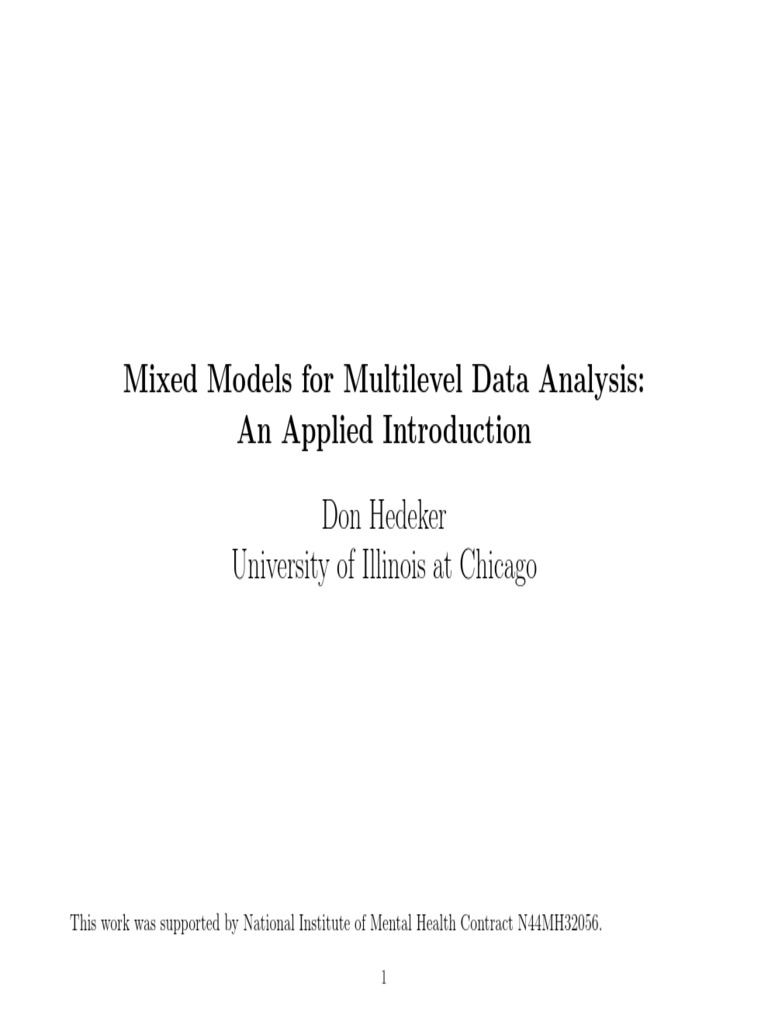 Mixed Models For Multilevel Data Analysis: An Applied Introduction ...