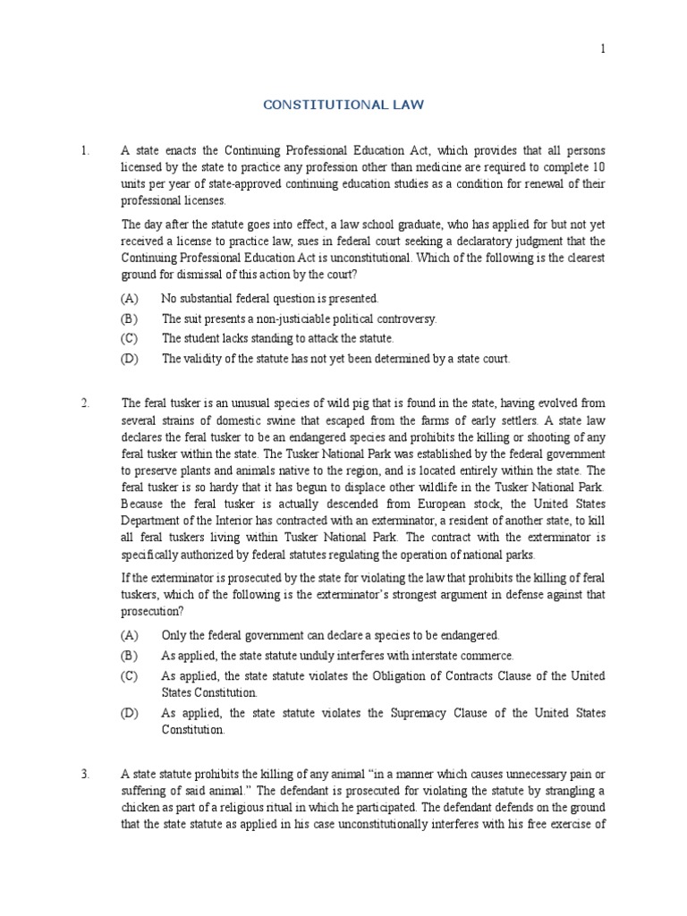 Constitutional Law Outline | PDF | United States Constitution | U.S. State