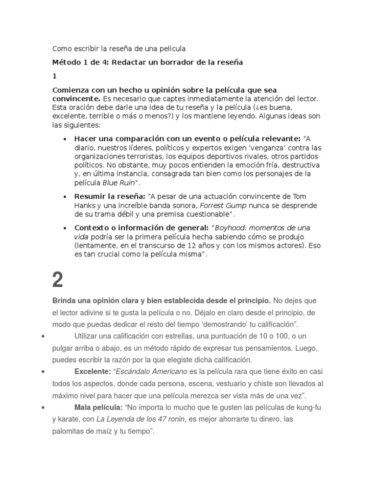 Como Escribir La Reseña de Una Pelicula | PDF | Cinematografía | Ocio