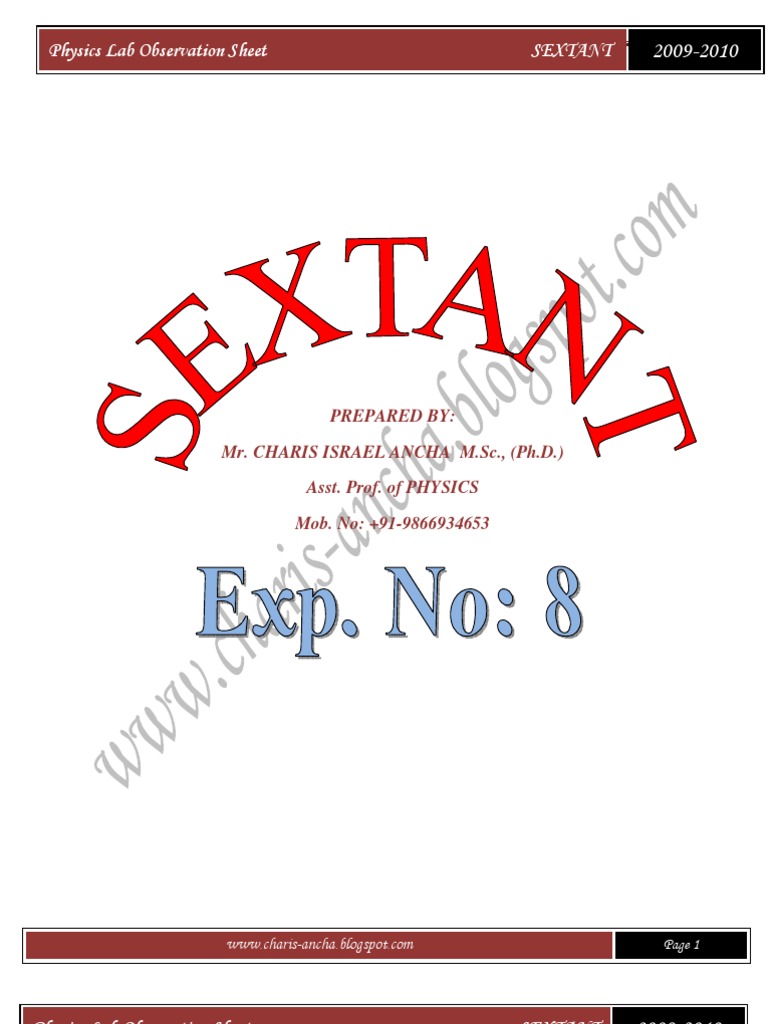 Sextant Experiment for Ceiling Height Measurement | PDF | Scientific Observation | Teaching ...