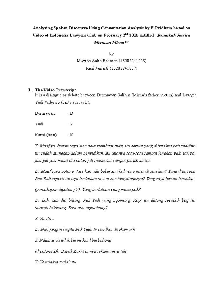 Analyzing Spoken Discourse Using Conversation Analysis | PDF | Komunikasi Manusia | Kognisi