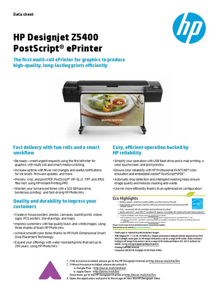 Brosur HP Designjet Z5400 PDF | PDF | Printer (Computing) | Hewlett Packard