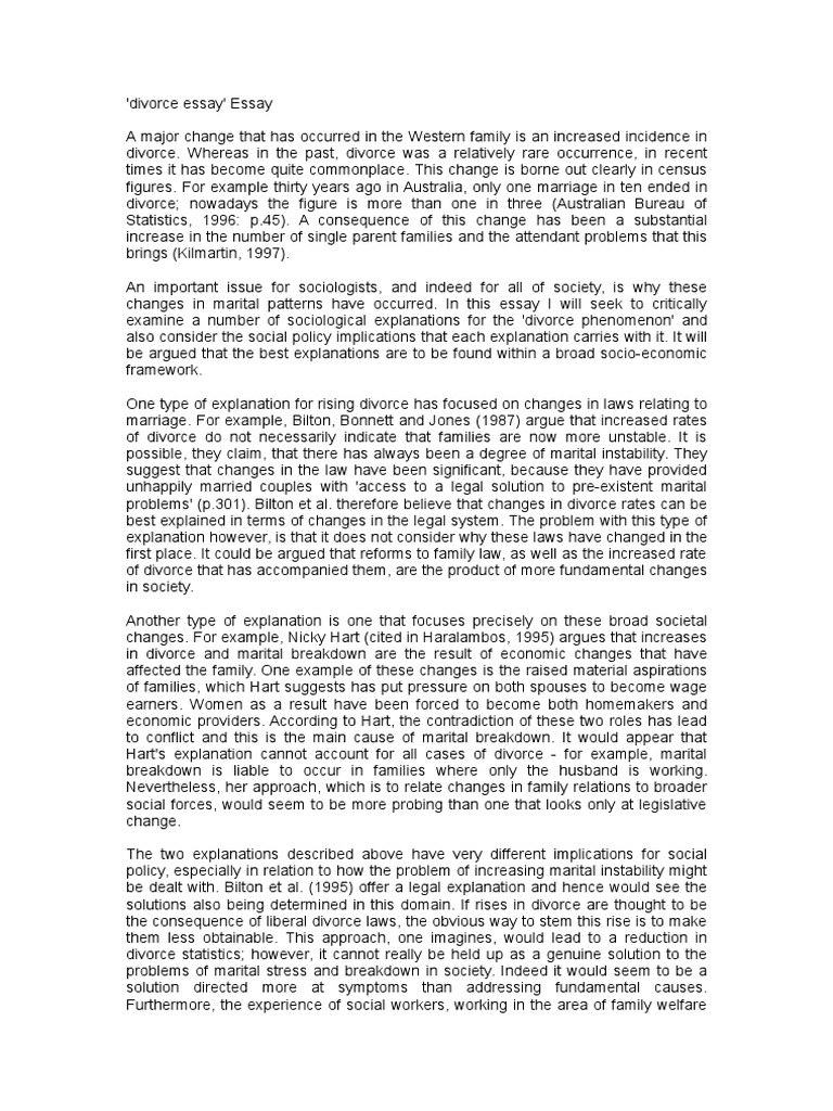 Divorce Essay | PDF | Divorce | Single Parent