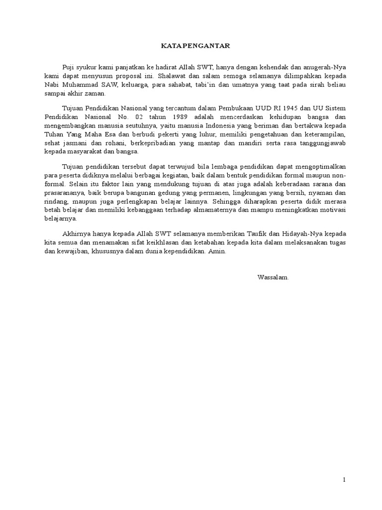 Isi Proposal Proyek Pembangunan Sekolah Nonformal | PDF