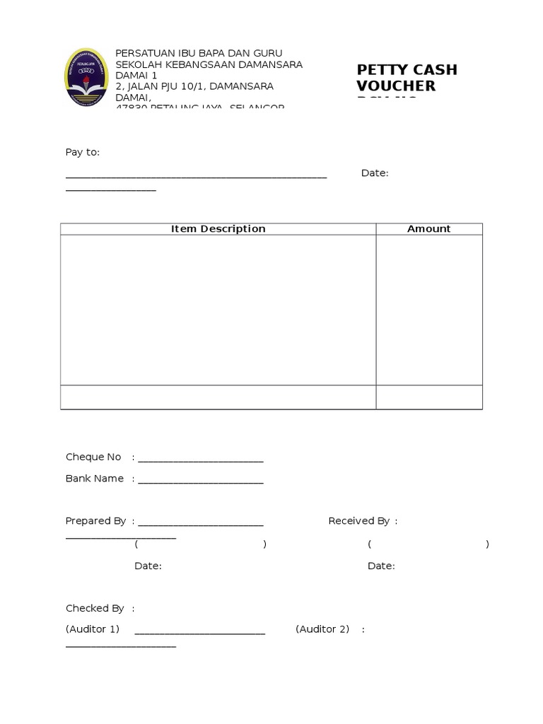 Petty Cash Voucher PCV No:: Item Description Amount | PDF