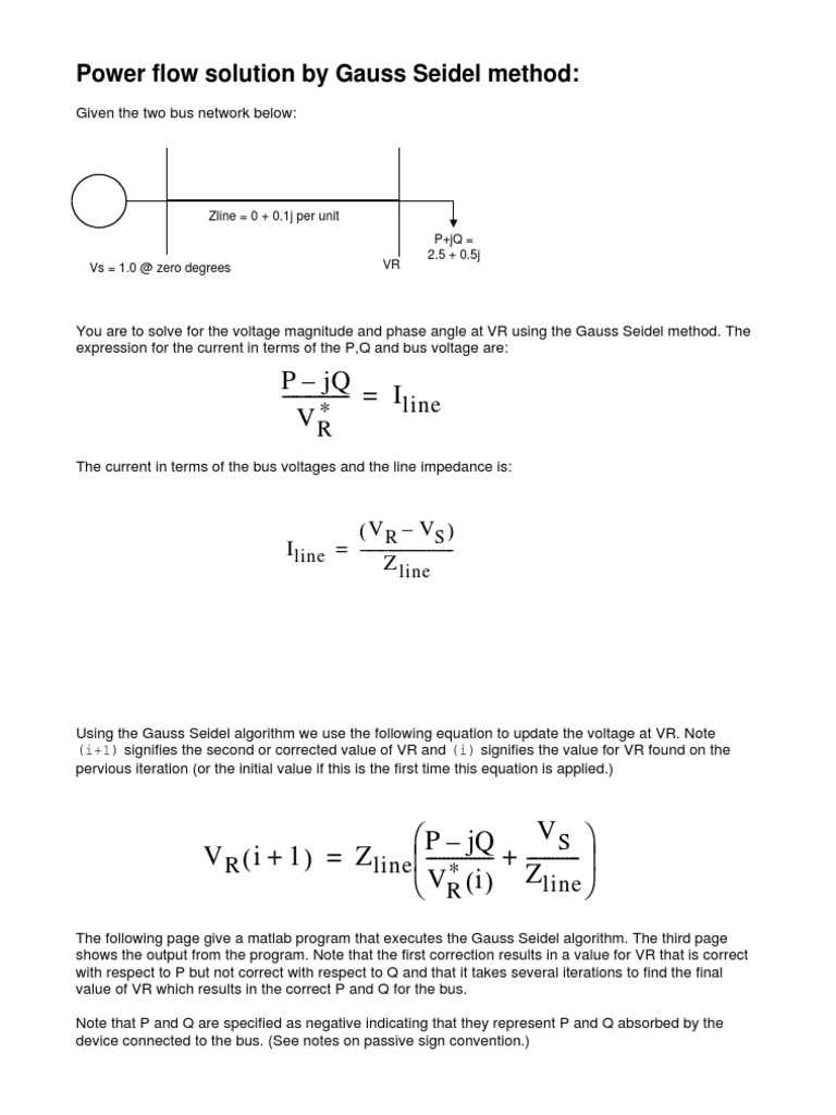 Power Flow by Gauss Seidel Method | PDF | Mathematical Analysis ...