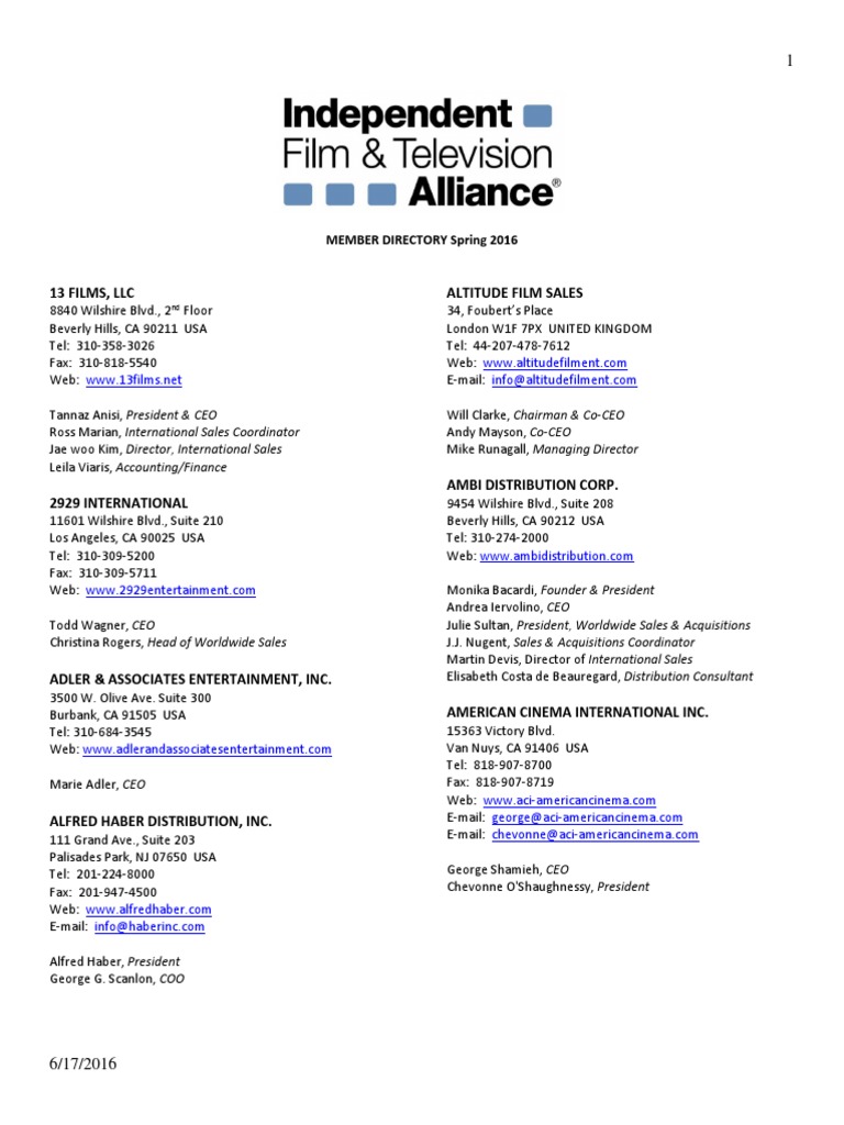 Film Directory Hollywood PDF | PDF | Chief Executive Officer | Cinema