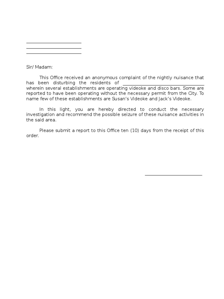 Nuisance Letter | PDF | Government | Violence