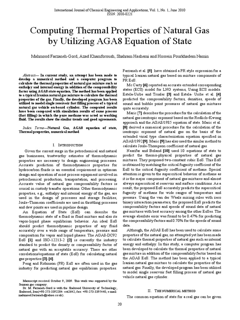 Aga 8 PDF | PDF | Gases | Enthalpy