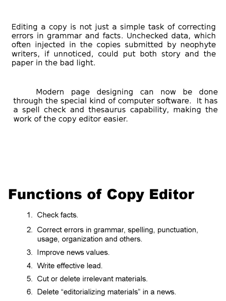 Editing copy protects stories from errors | PDF | Typefaces | Editing