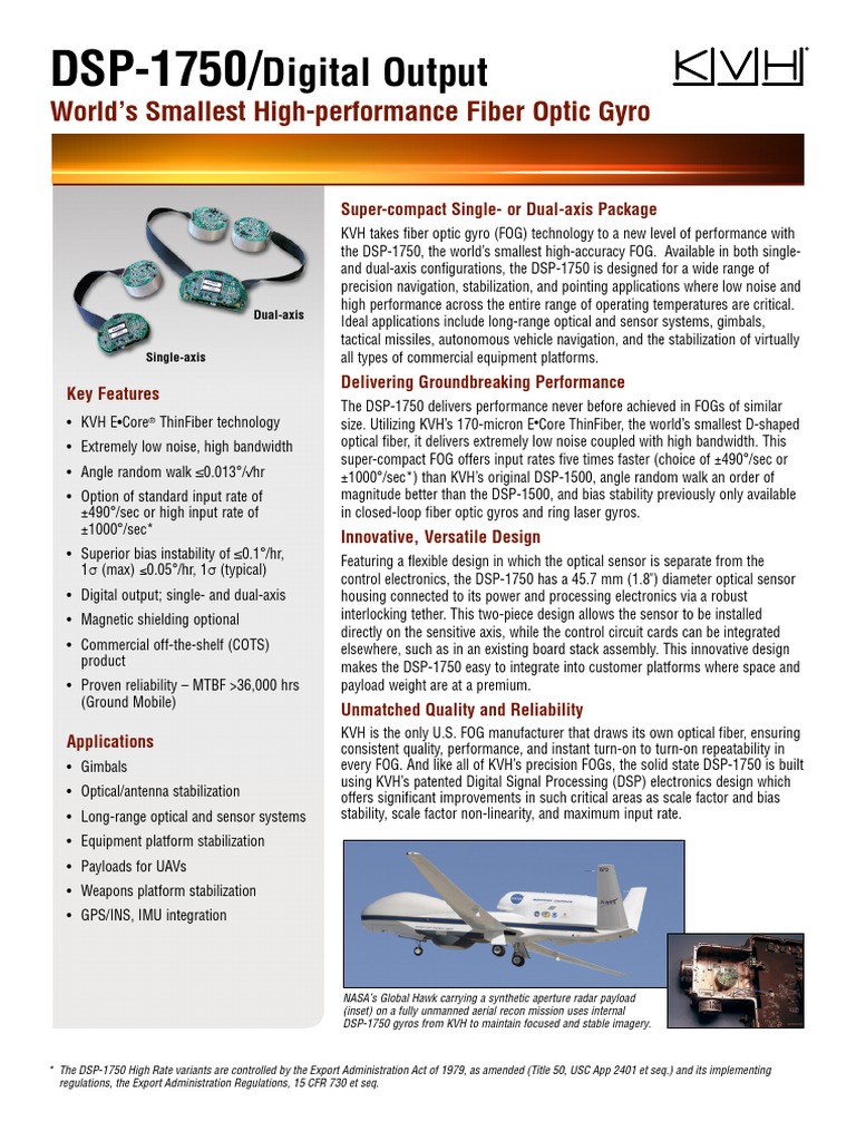 DSP 1750 Digital Datasheet 0715 | PDF | Unmanned Aerial Vehicle | Gyroscope